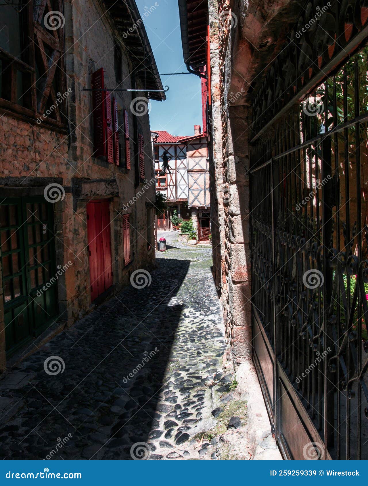 Vertical View of an Alley with a Stone Pathway Passing between Old ...
