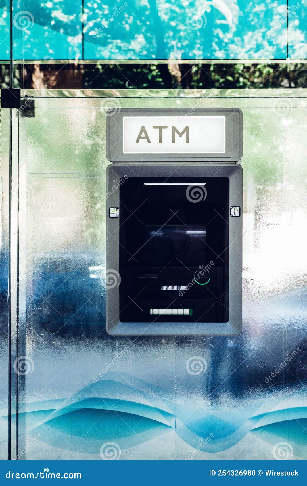 Vertical View of an ATM Machine for Banking Outdoors Stock Photo ...