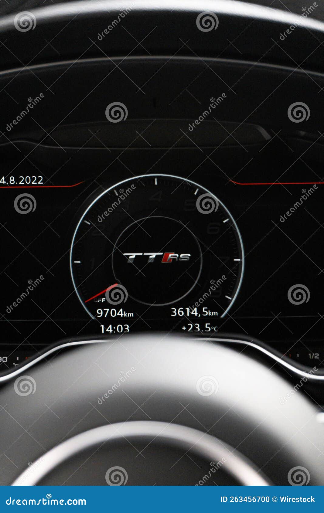Vertical View of an Audi TT RS Digital Gauge Cluster with the Model ...