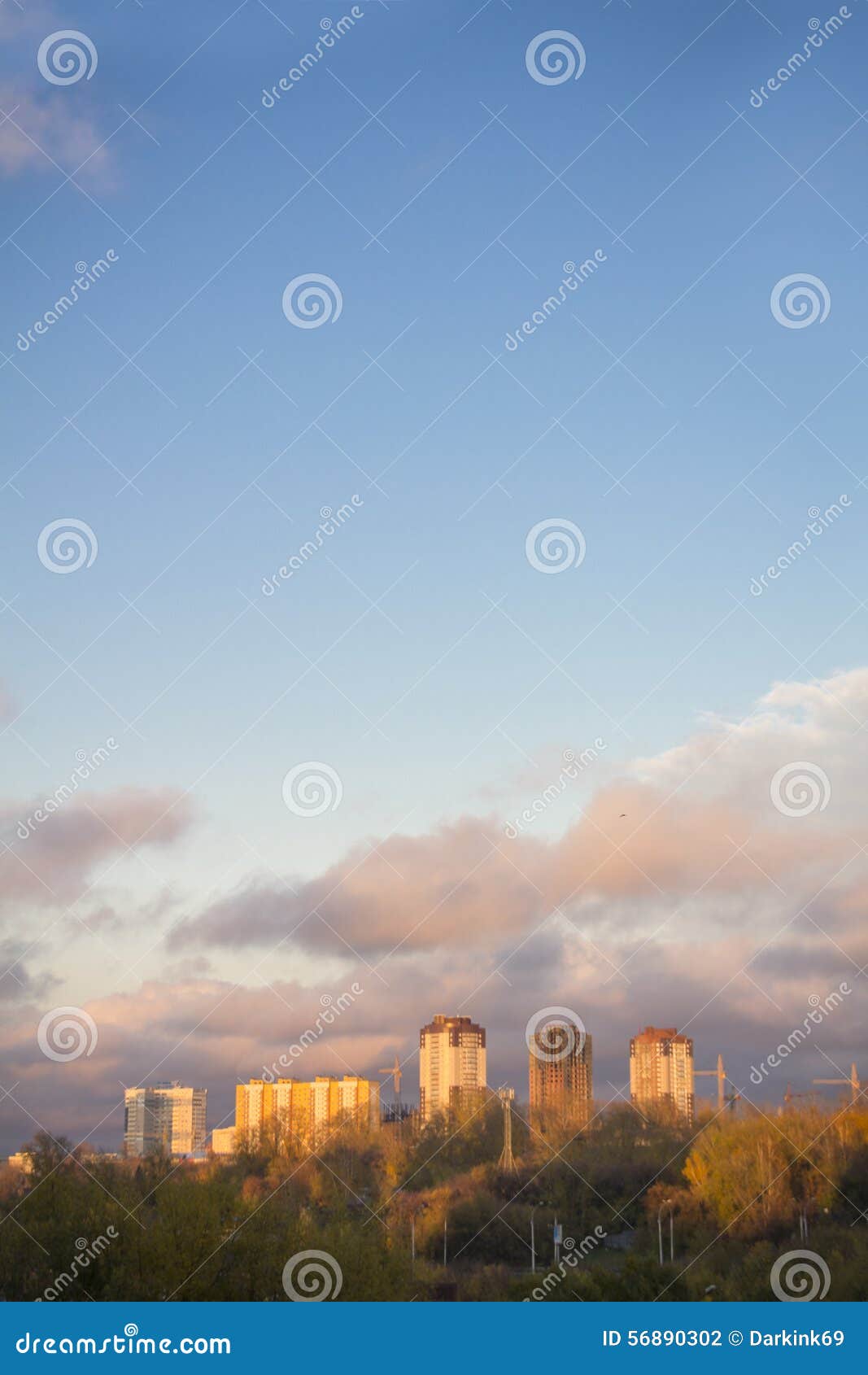 Vertical View of the Autumnal City at Sunset Stock Photo - Image of ...