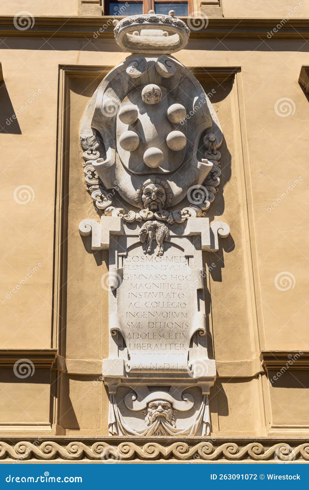 Vertical View of a Beautiful Sculpture with Engravings in Roman ...
