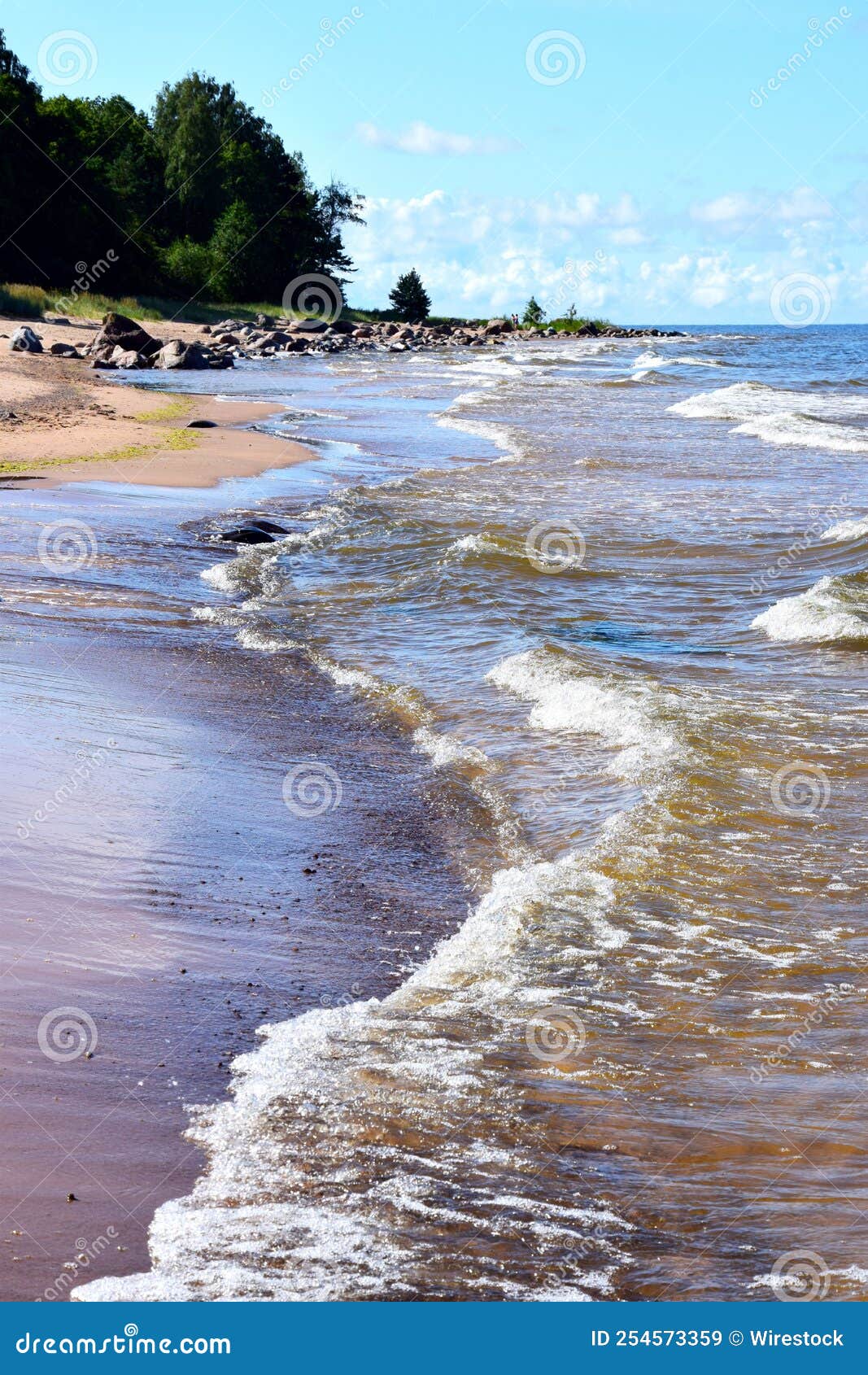 Vertical View of a Beautiful Wavy Beach. Stock Image - Image of view ...