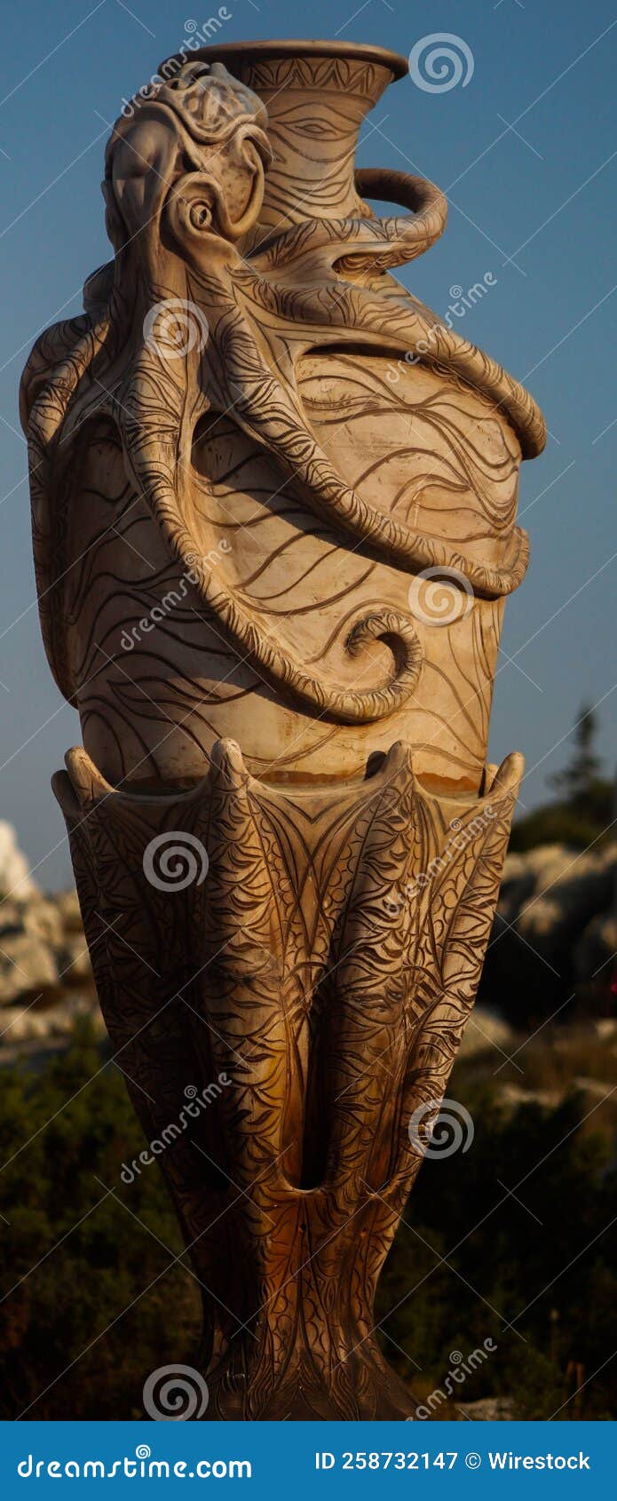 Vertical View of a Big Ceramic Pot with an Octopus Design Editorial ...