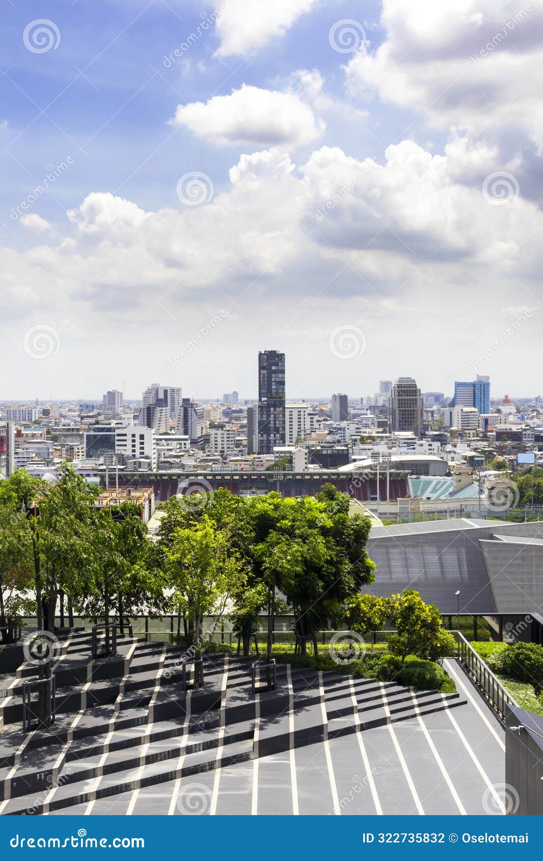 Vertical View of the Big City at Noon the Building Has an Observation ...