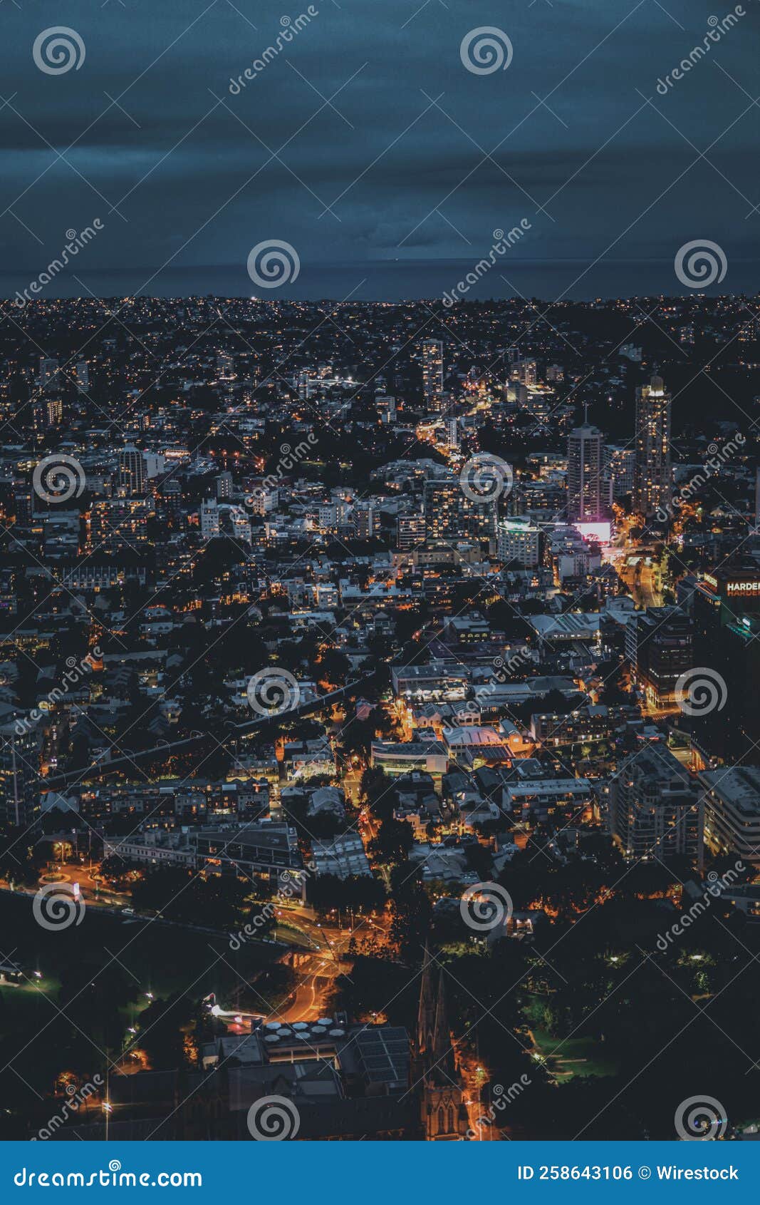 Vertical View of a Cityscape at Night Stock Photo - Image of building ...