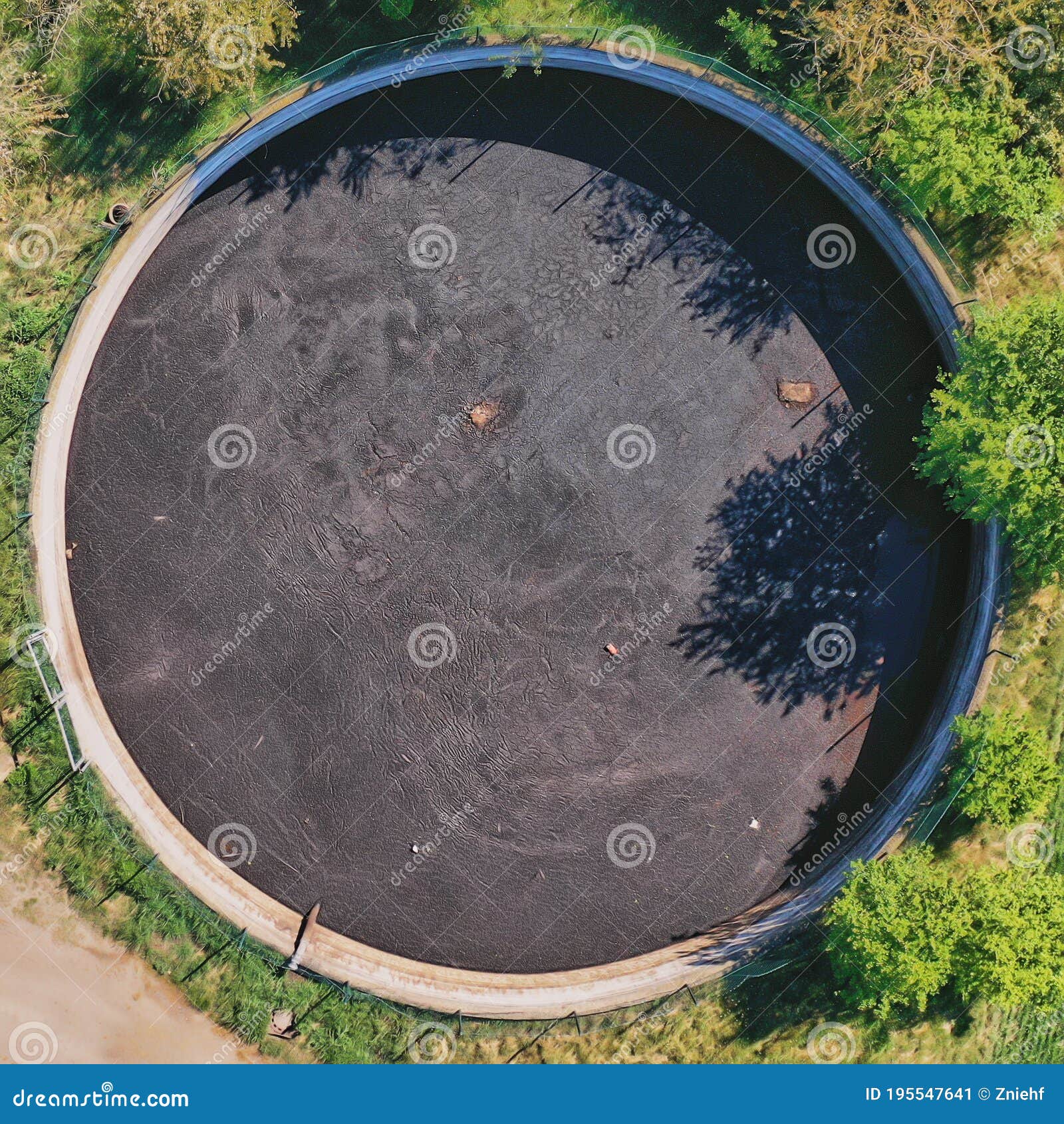 Vertical View Down To a Large Circular Tank for the Storage of Liquid ...