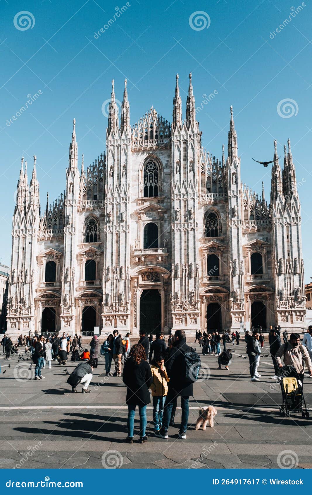 Vertical View of the Duomo Di Milano with Lots of Tourists in Front of ...