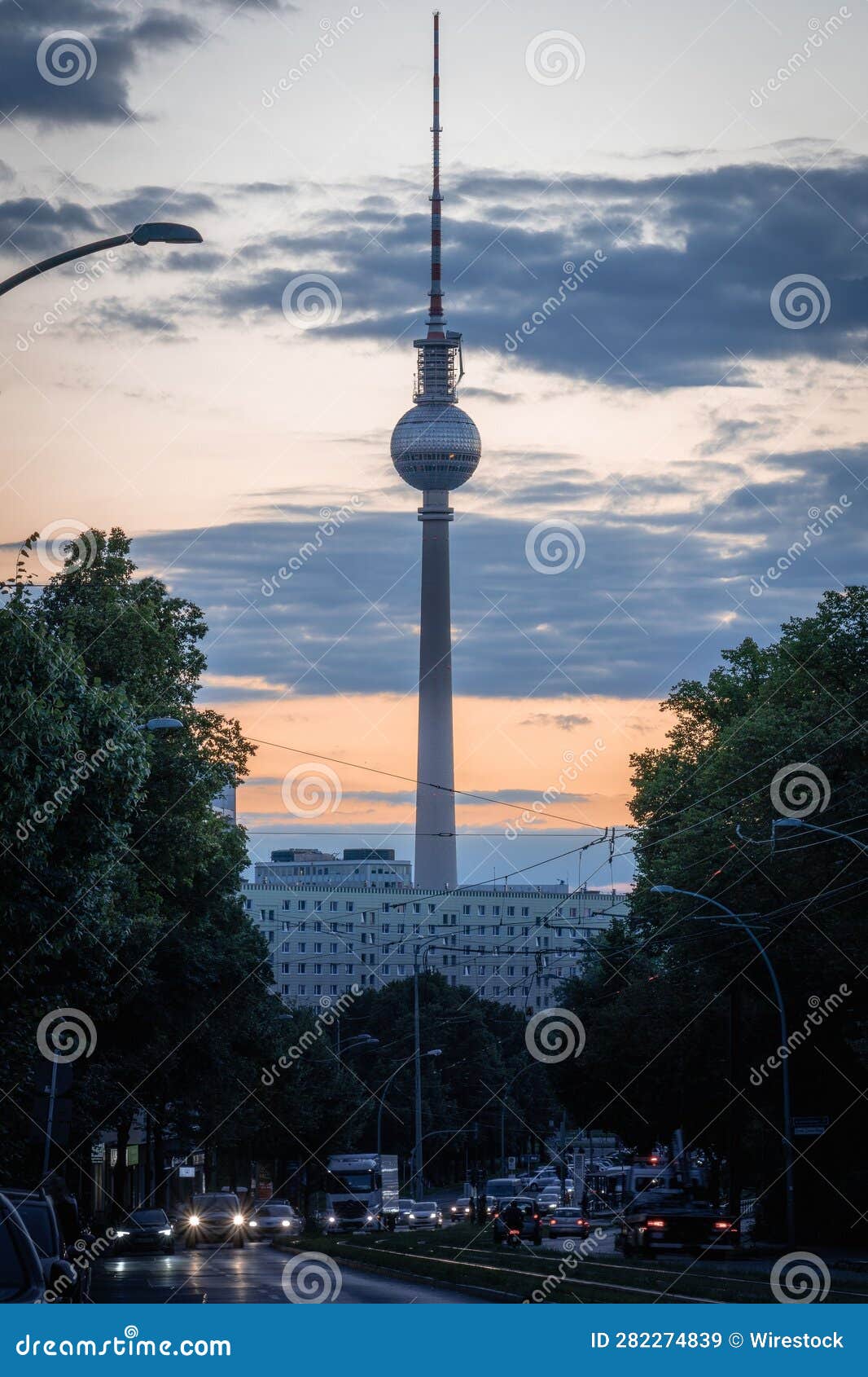 Vertical View of the German TV Tower during the Evening Hours Editorial ...