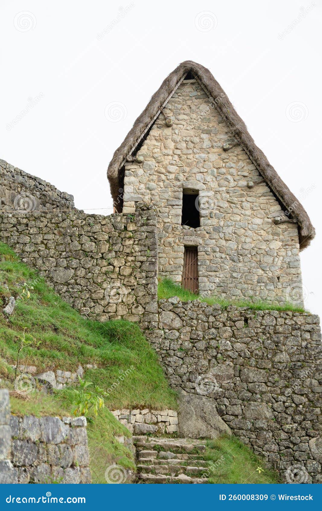 Vertical View of a Guard House in Machu Picchu, Peru Stock Image ...