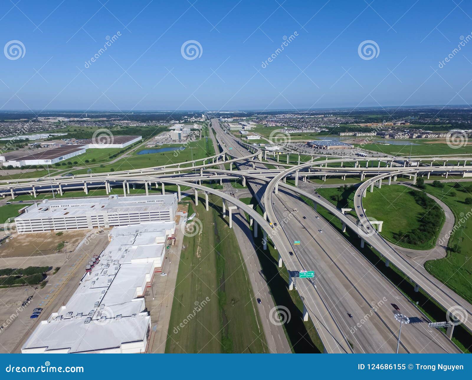 Vertical View Katy Freeway Interstate 10 with Clear Blue Sky Stock ...