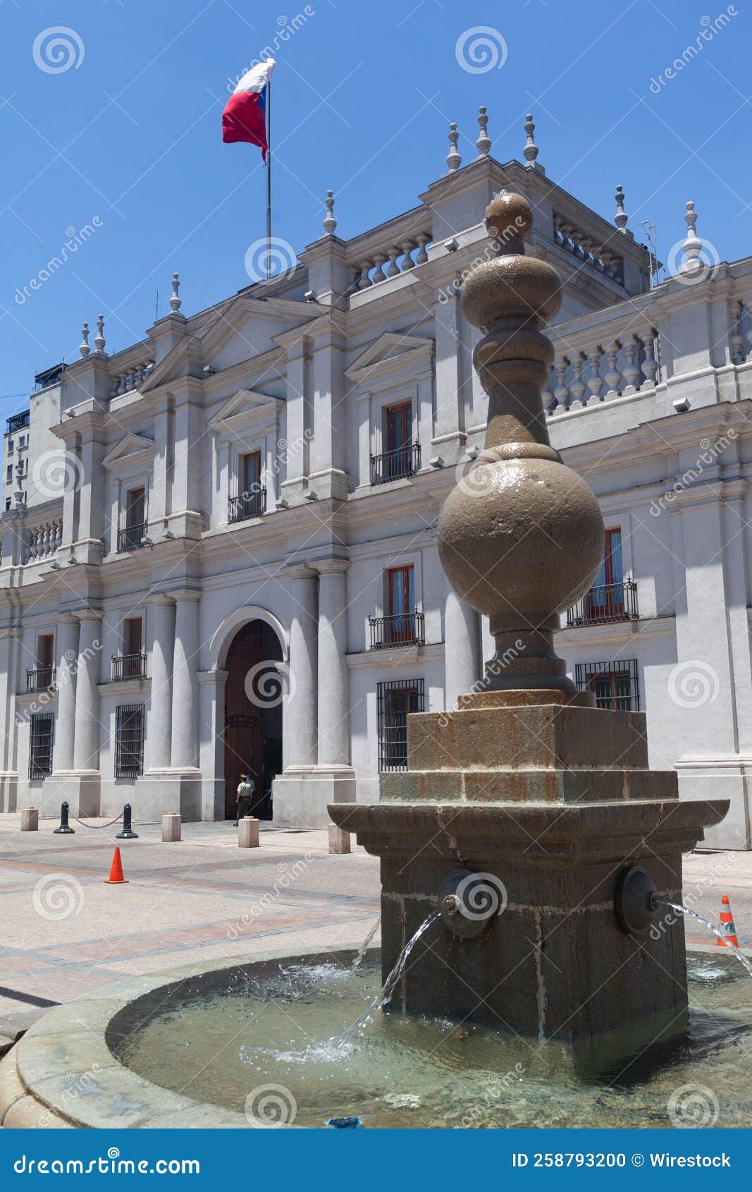 Vertical View of the La Moneda Palace in Santiago, Chile Stock Photo ...