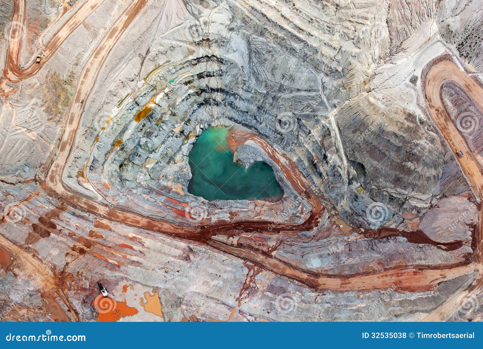Vertical View of Open Pit Mining Stock Photo - Image of road ...
