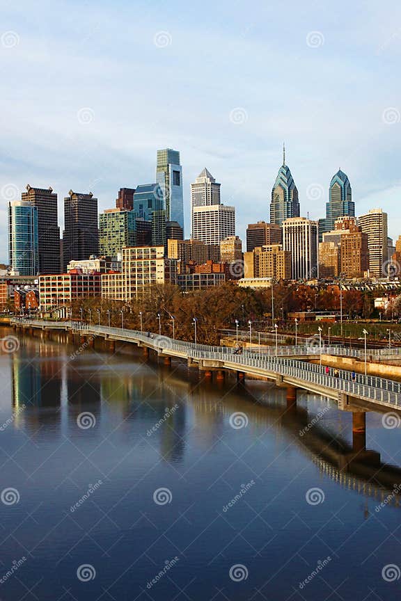 Vertical View of the Philadelphia Skyline Stock Image - Image of ...