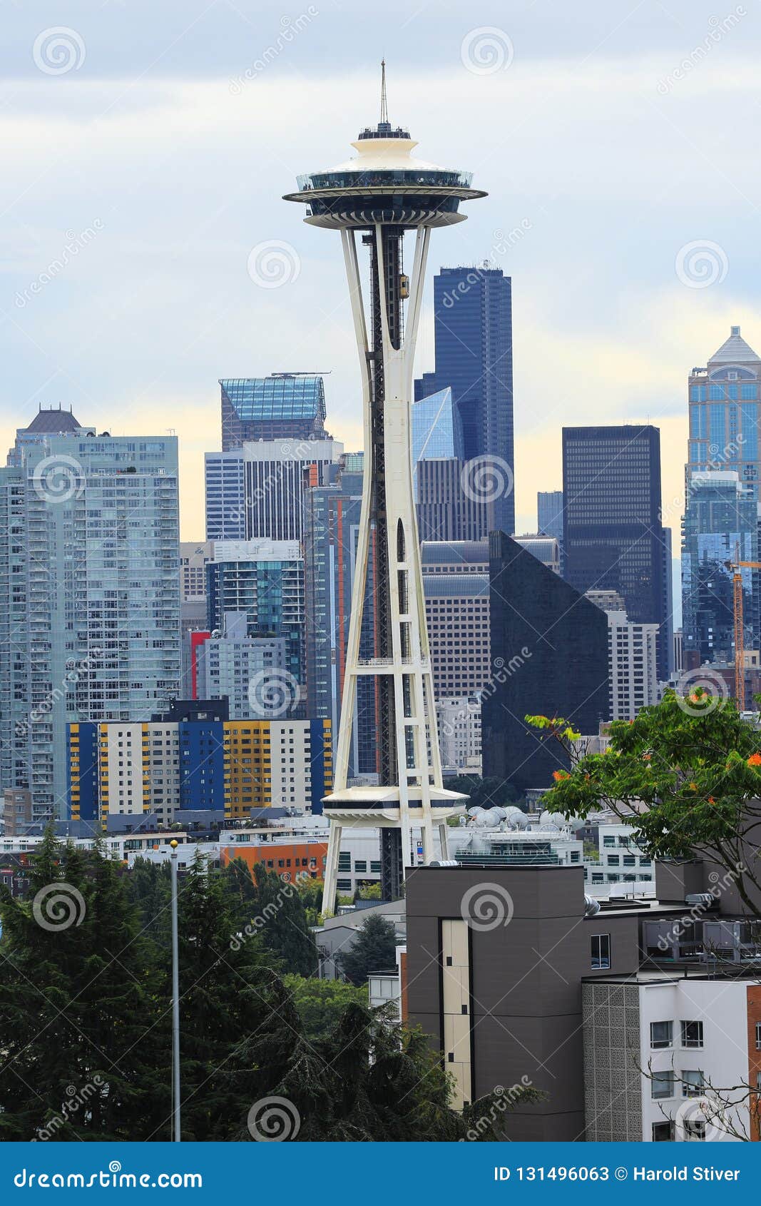 Vertical View of Seattle, Washington Skyline Editorial Stock Photo ...