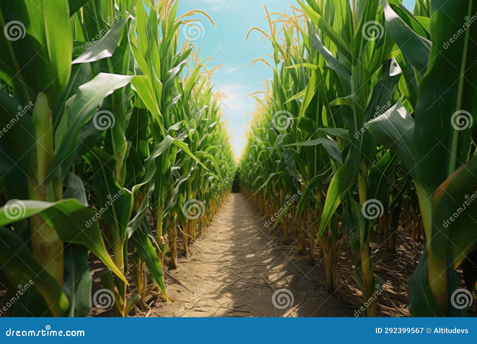 Vertical View of a Straight Path in a Corn Maze Stock Image - Image of ...
