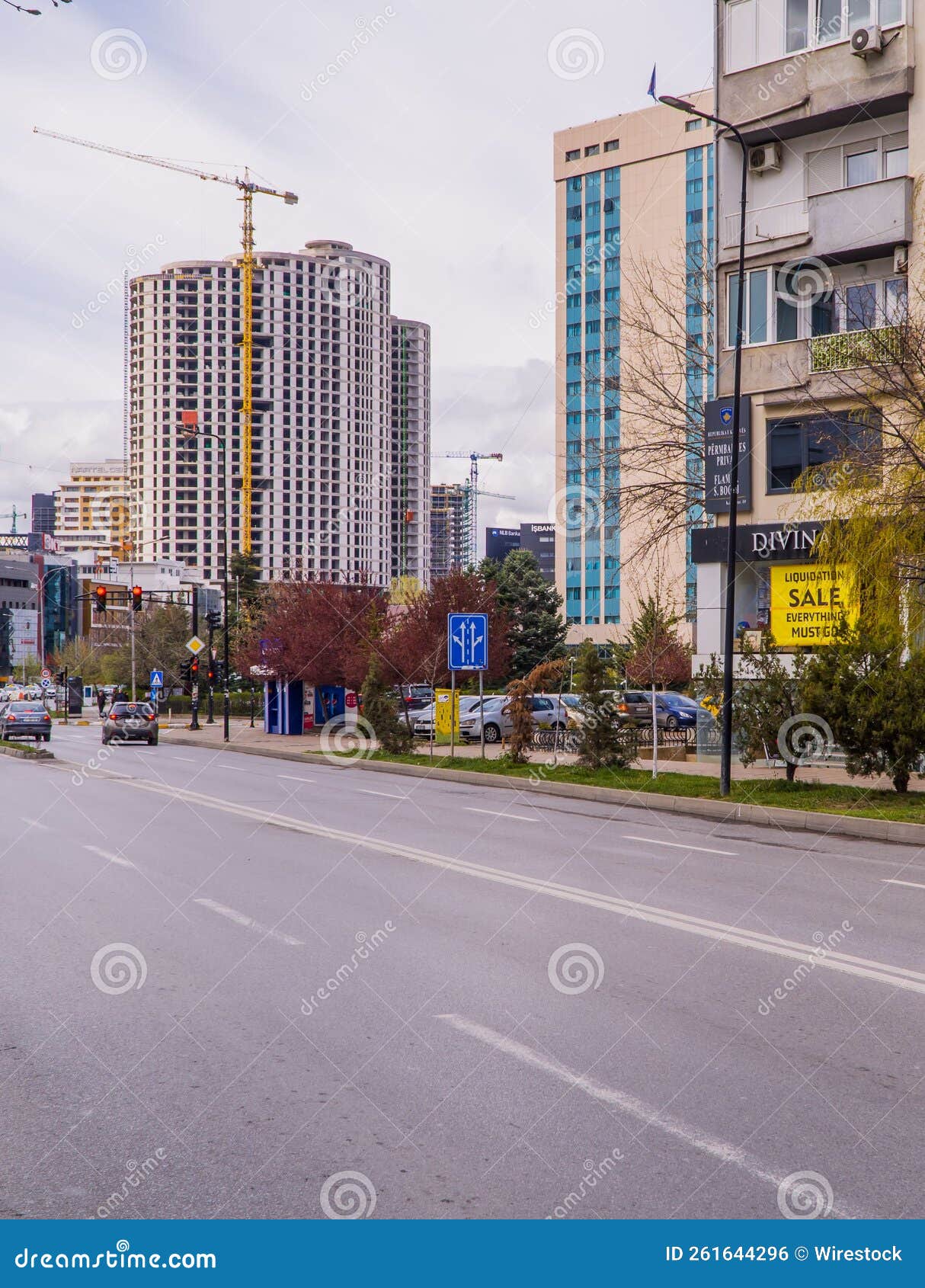 Vertical View of a Street with Residential Buildings and Construction ...