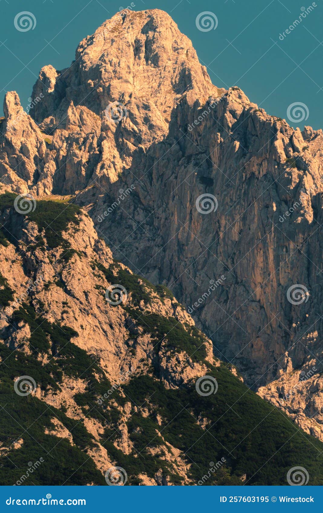 Vertical View of Sun-kissed Rocky Cliffs Stock Image - Image of peaks ...