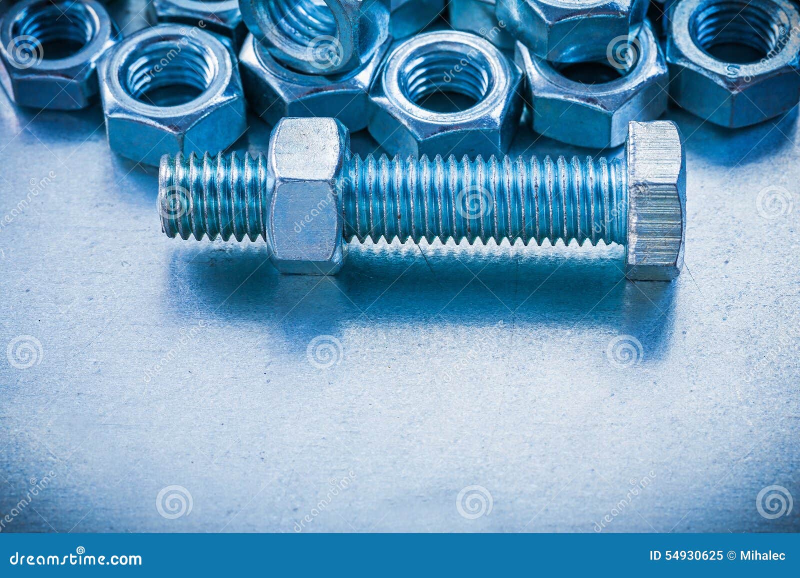 Vertical View of Threaded Nuts and Bolts on Stock Image - Image of ...