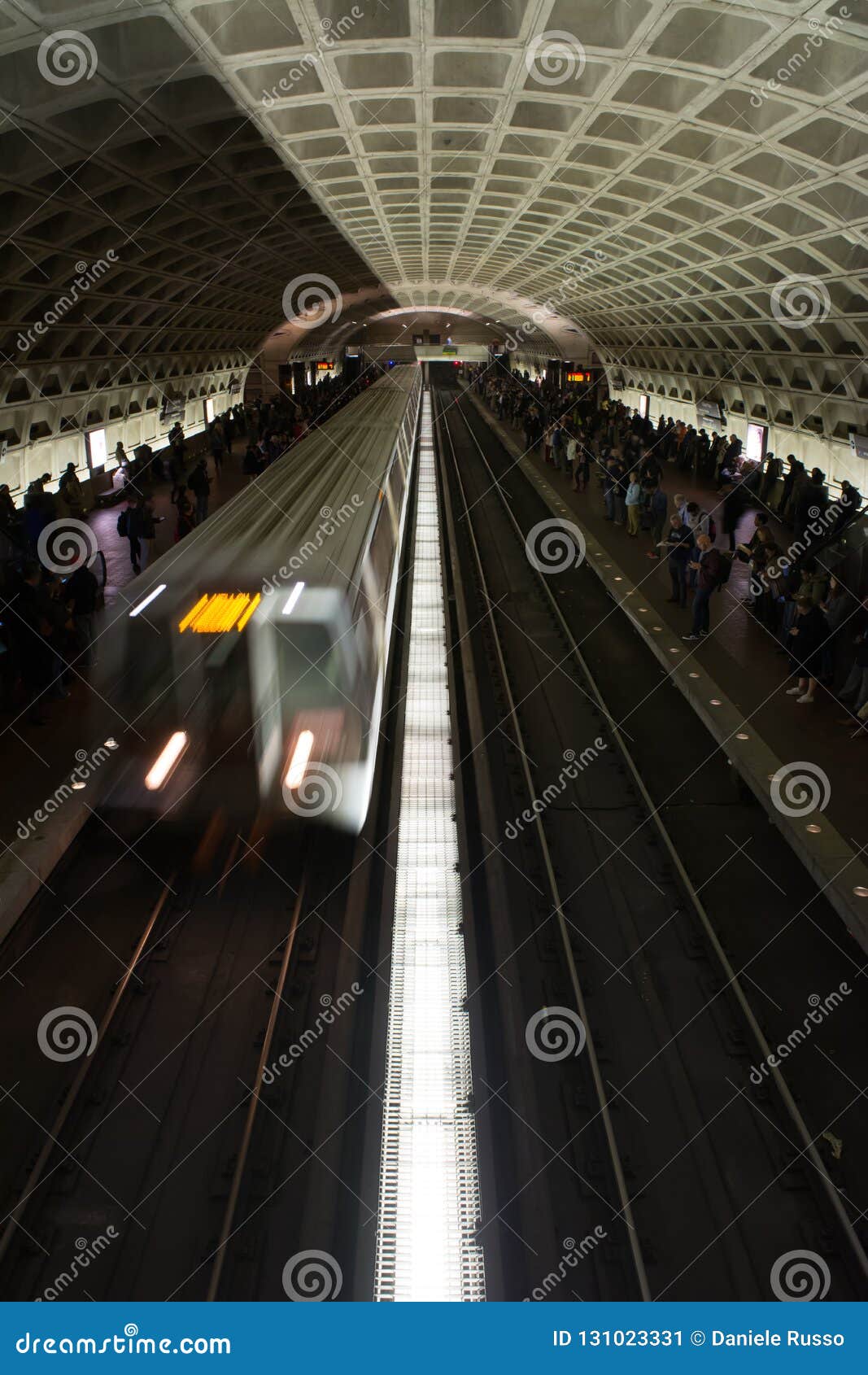 Vertical View of the Washington Underground with a Running Train Stock ...