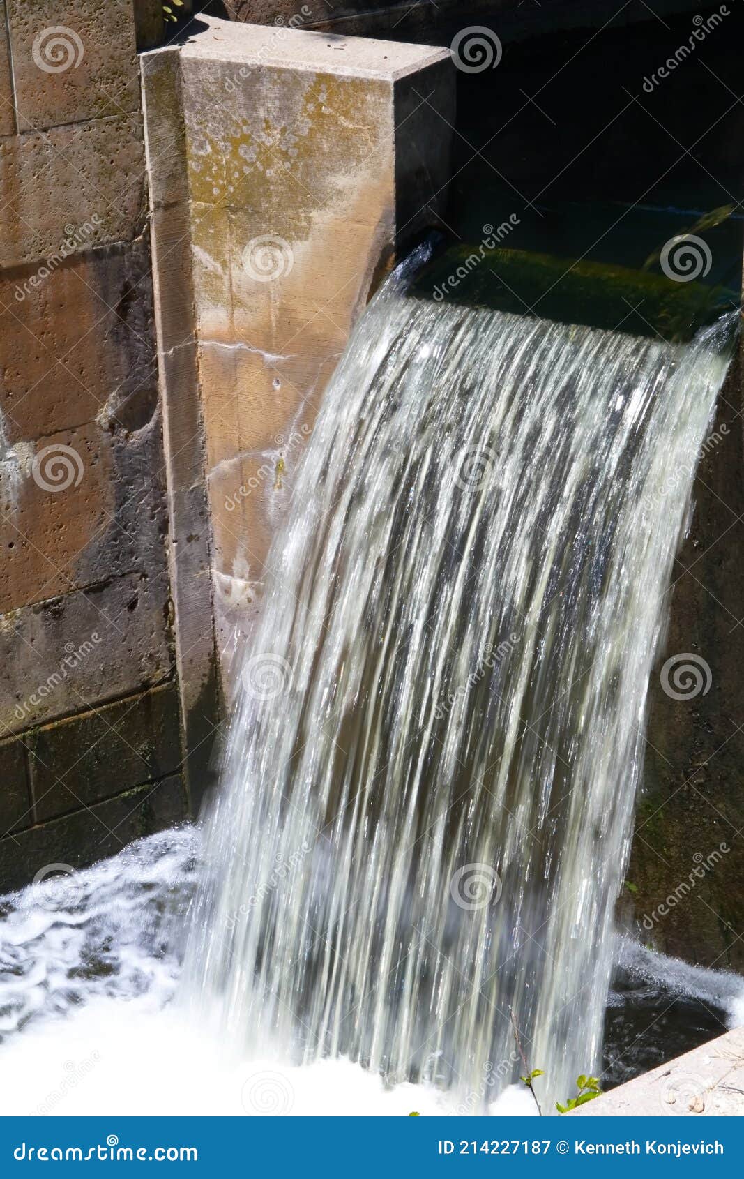 Waterfall in the I&M Canal Spillway Stock Image - Image of motion ...