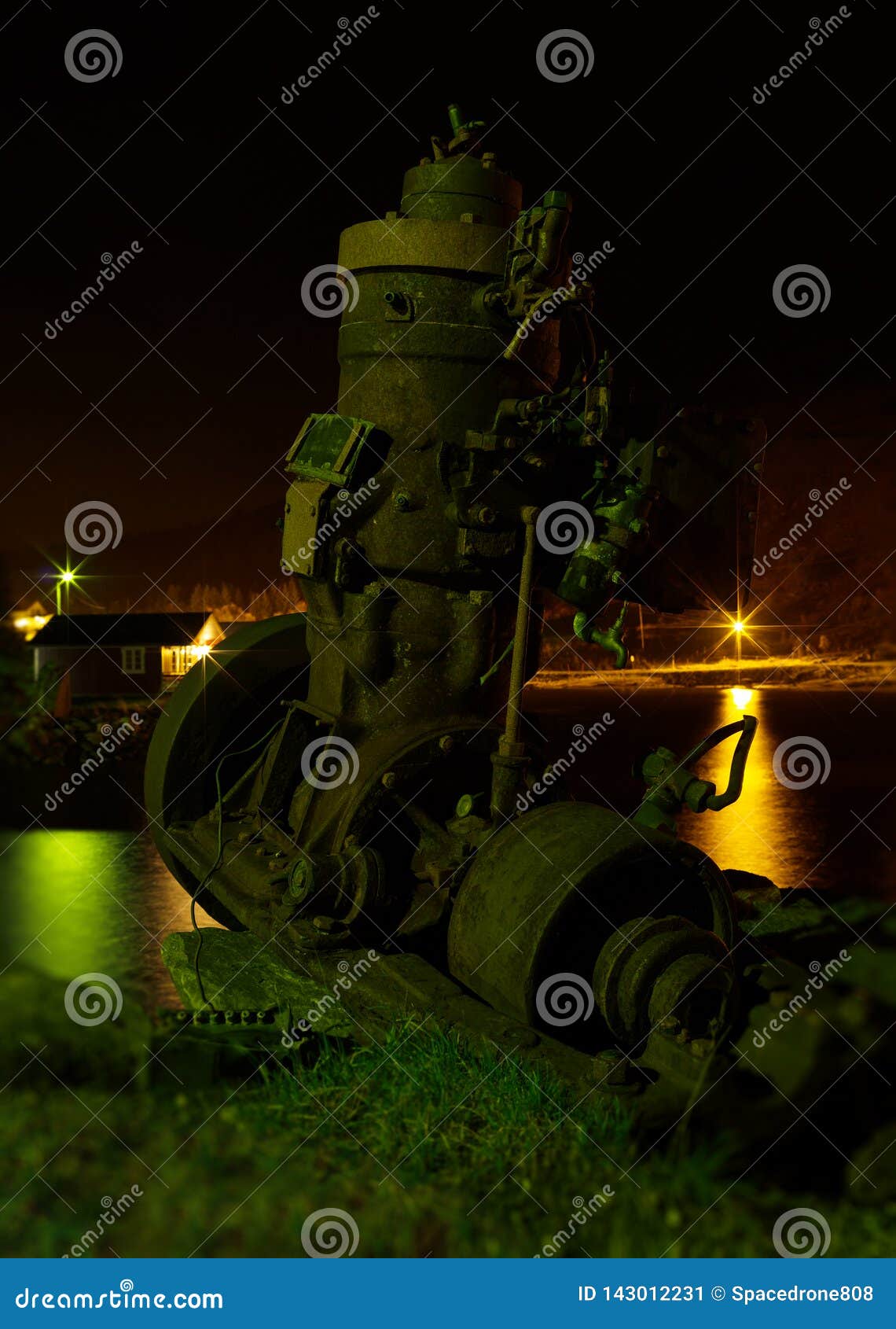 Vertical Vintage Ship Engine On The Beach Bokeh Background Backd Stock ...