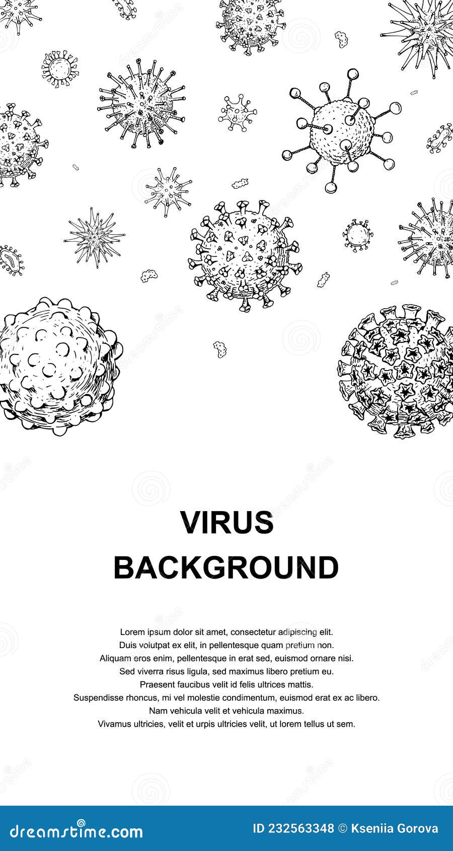 Vertical Virus Design with Hand Drawn Elements for Banners, Social ...