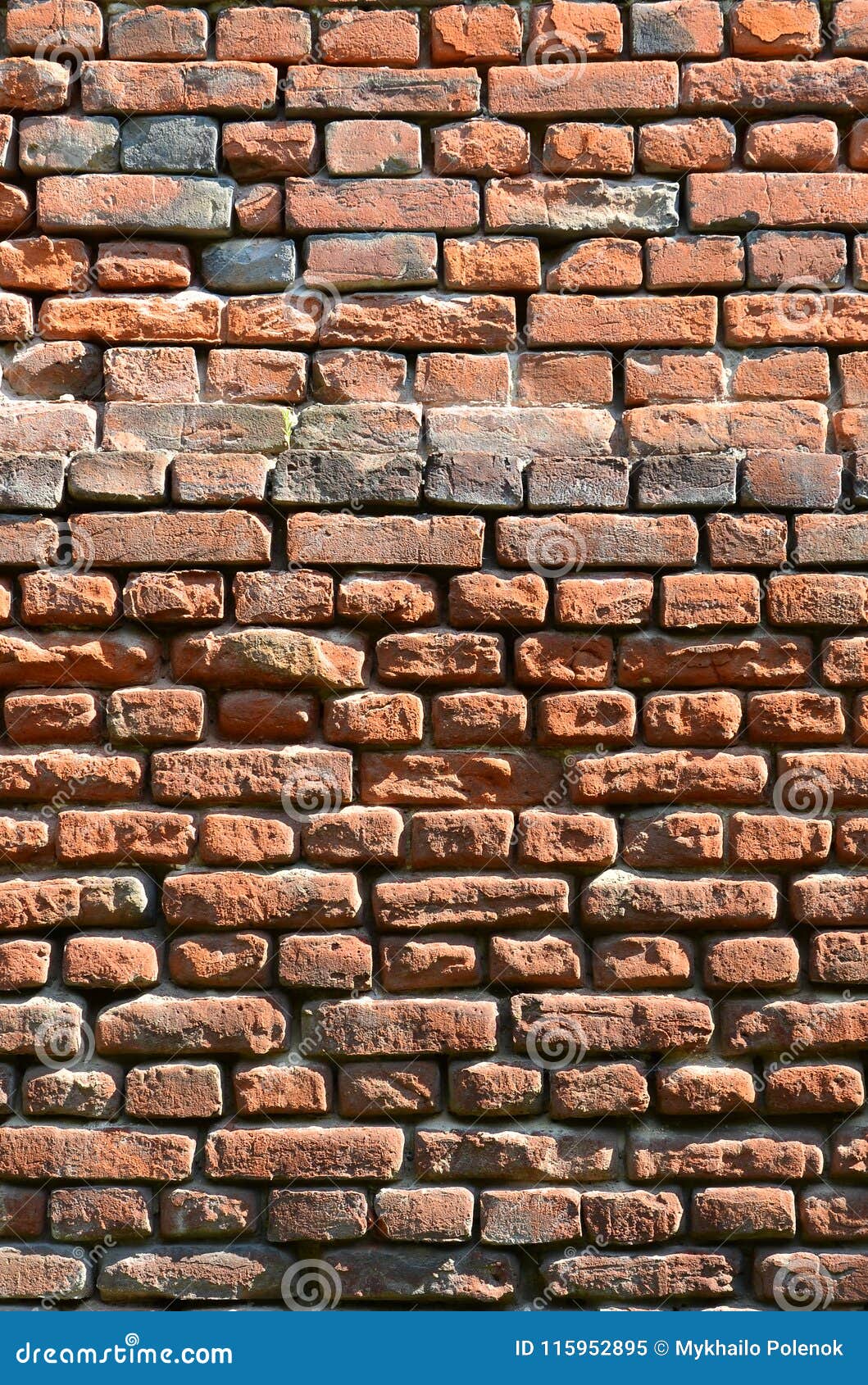 Vertical Wall Texture of Several Rows of Very Old Brickwork Made of Red ...
