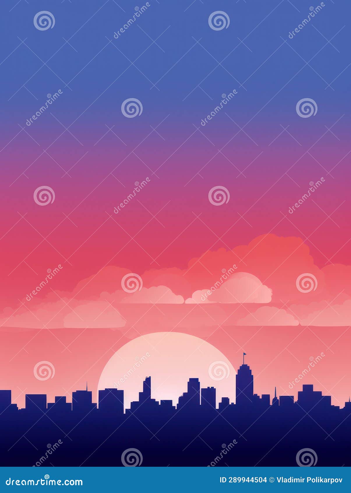 Vertical Wallpaper. City Skyline at Sunset Stock Illustration ...