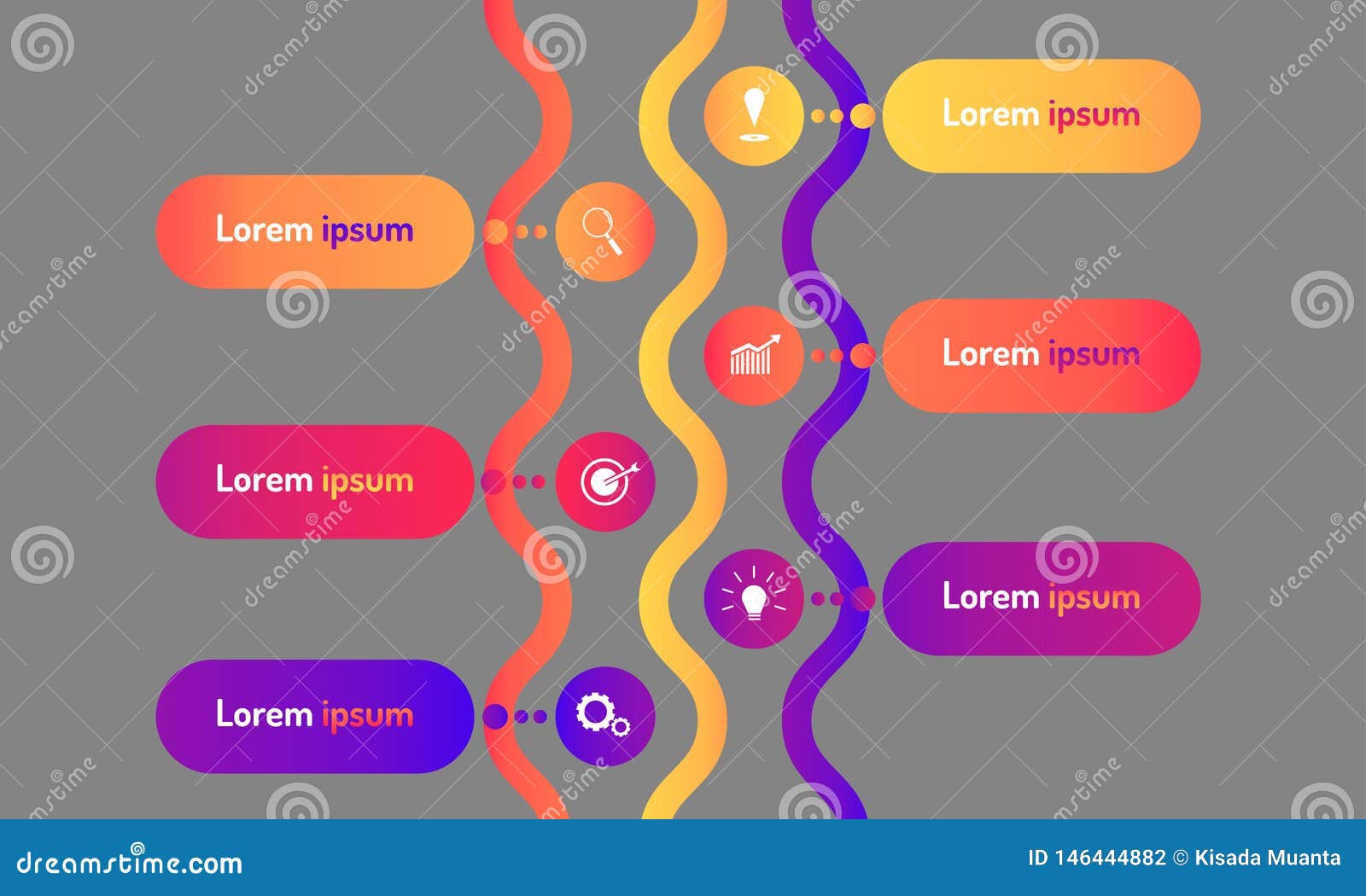 Vertical Wave Time Line Data Infographic Modern Design Style with ...