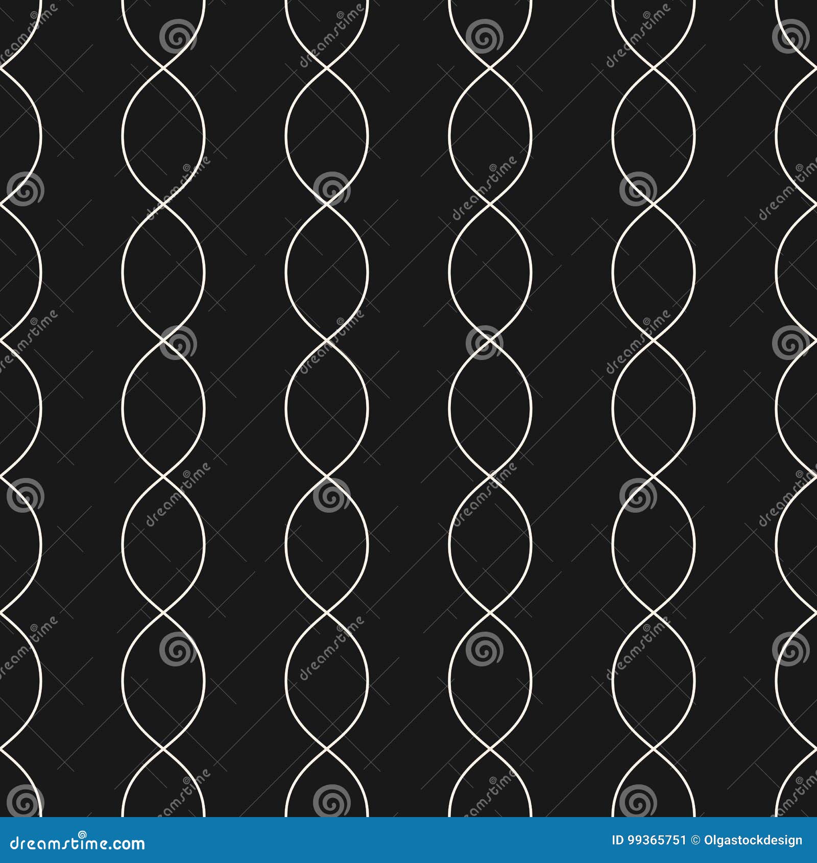 Vertical Wavy Lines Seamless Pattern. Thin Curved Waves, Chains. Stock ...