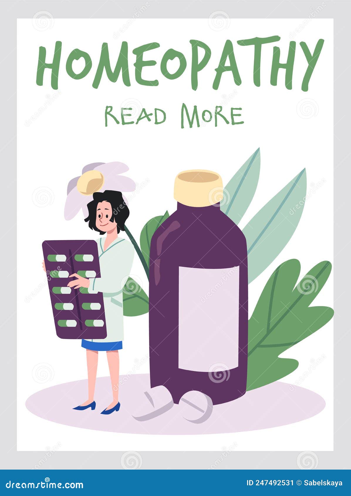 Vertical Web Banner about Homeopathy Flat Style, Vector Illustration ...