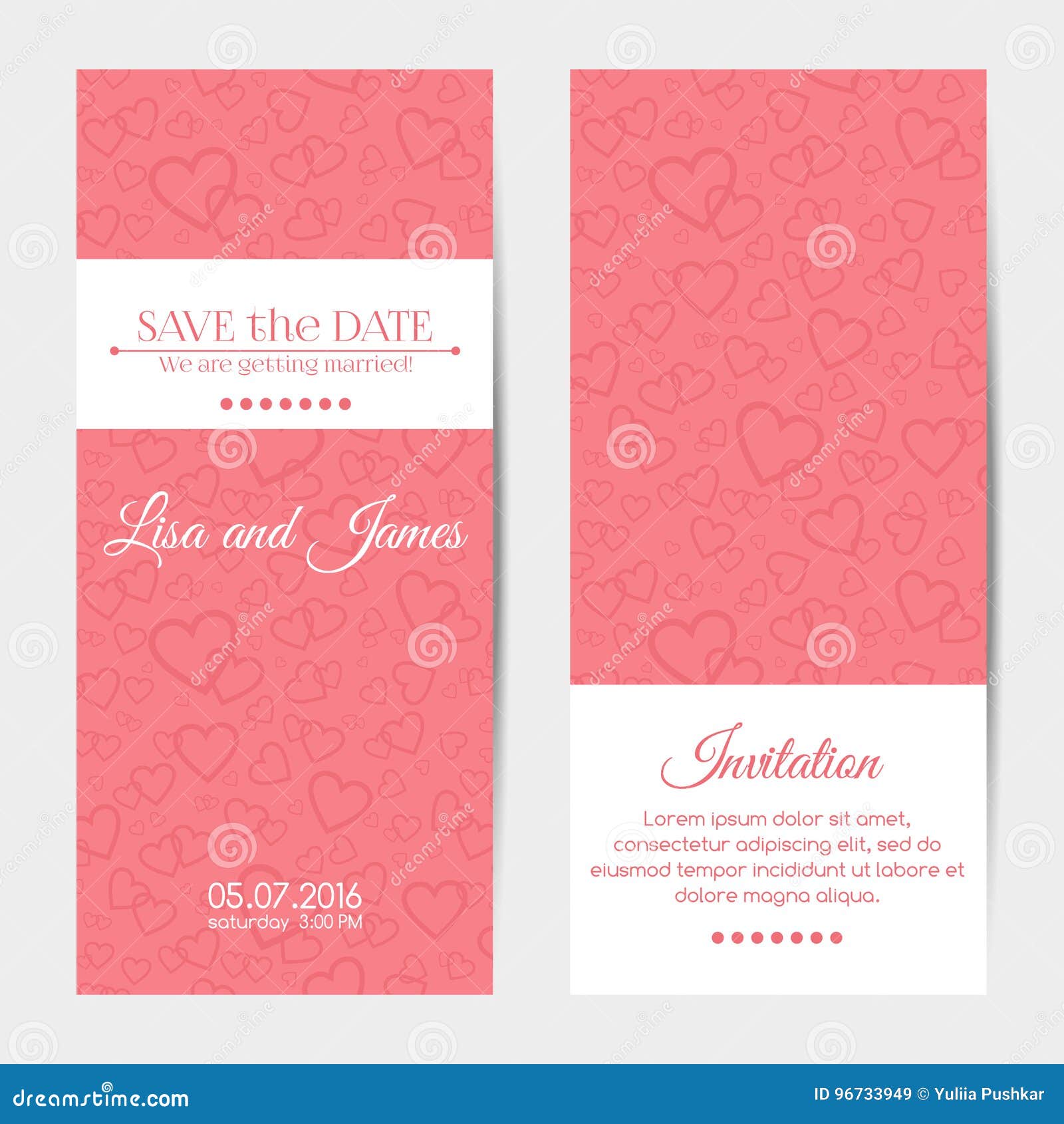 Vertical Wedding Invitation Cards Template Stock Vector - Illustration ...