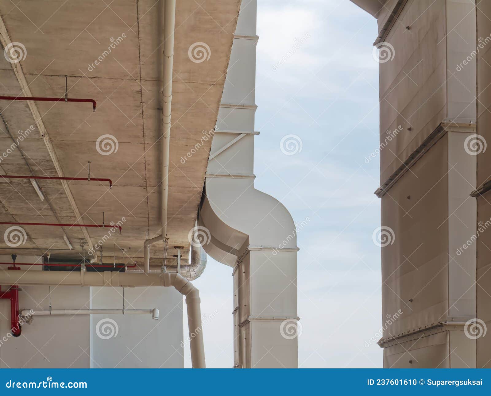 Vertical White Air Ducts Mounted on the Building Stock Photo - Image of ...