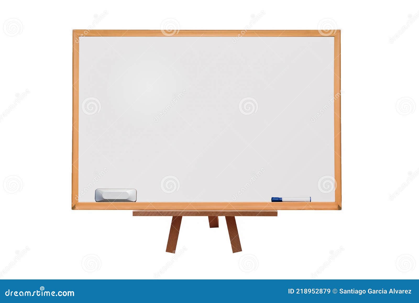 Vertical White Board with Marker, Eraser and Easel on Isolated ...