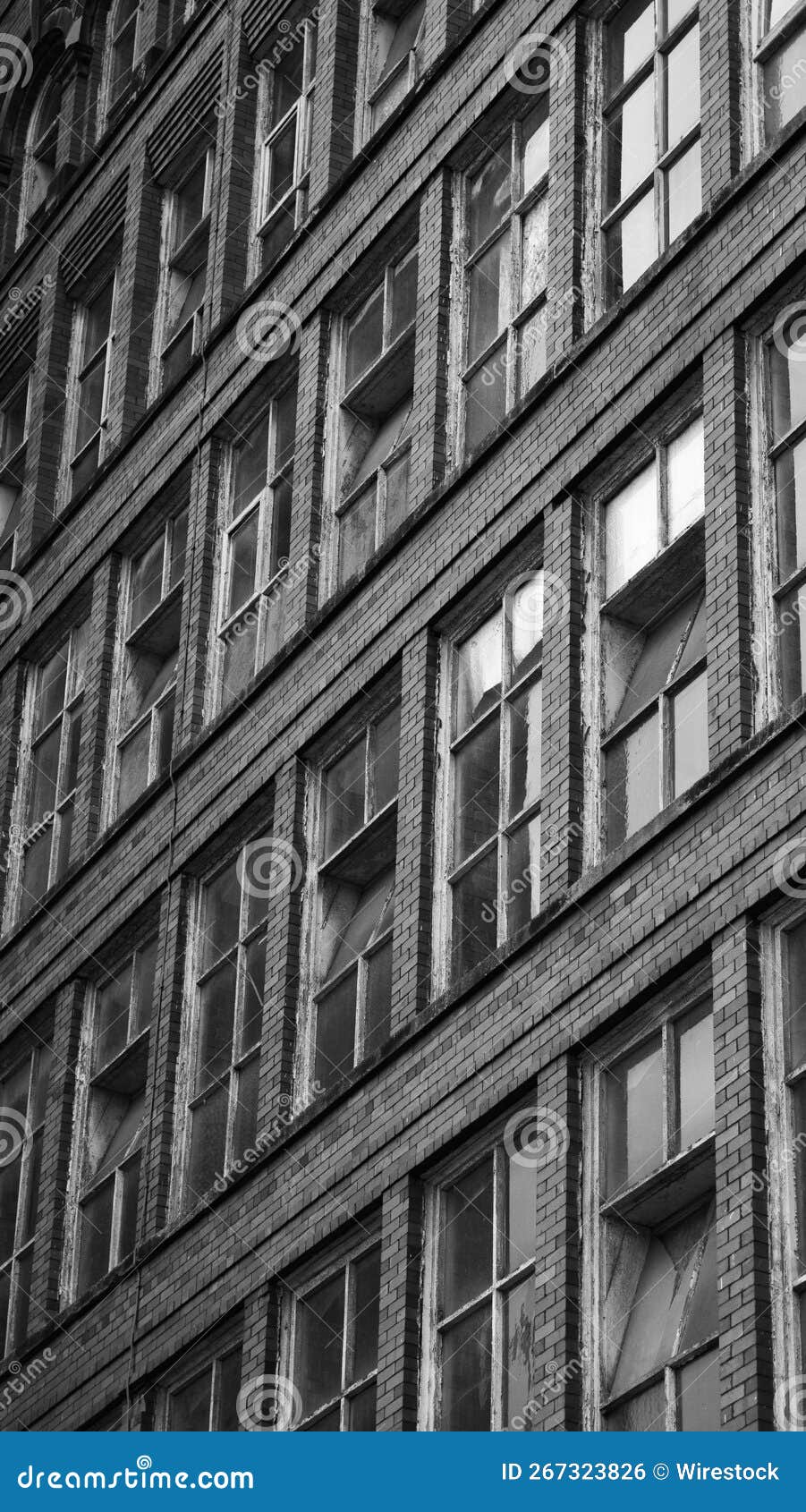Vertical of a Windows on a Brick Building of a Factory Shot in ...