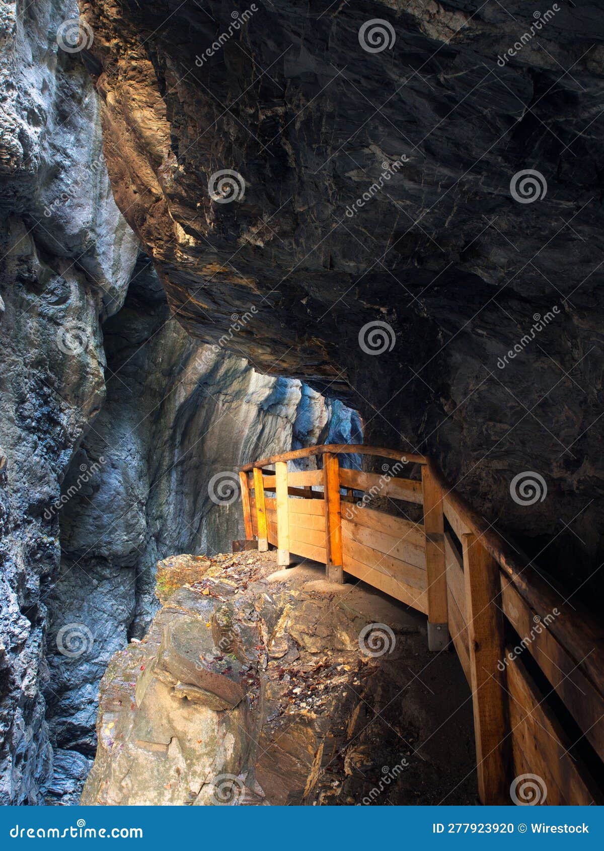 Vertical of a Wooden Staircase in Caves in Austria Stock Photo - Image ...