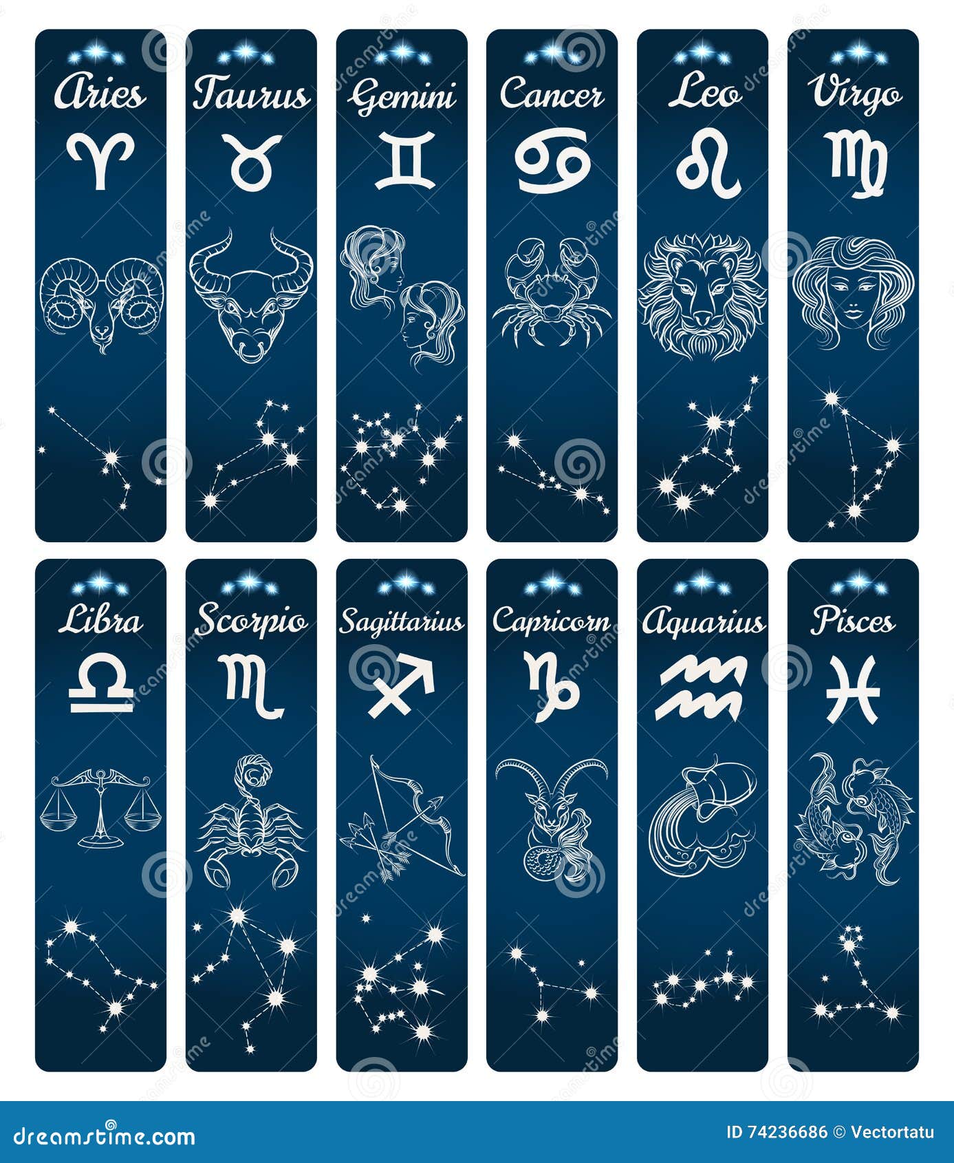 Vertical Zodiac Signs Banners Stock Vector - Illustration of autumn ...