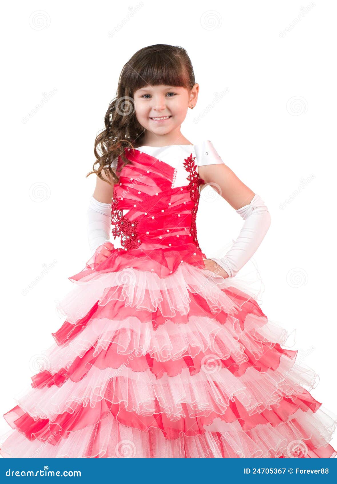 Verticale De Petite Fille Avec Dans La Belle Robe Image stock - Image ...