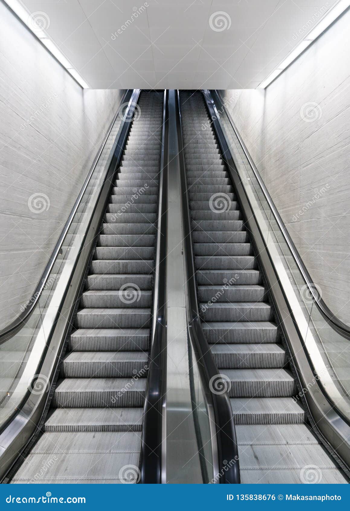 Verticale Mening Van Lang Een Lege Roltrap in Een Station Stock Foto ...