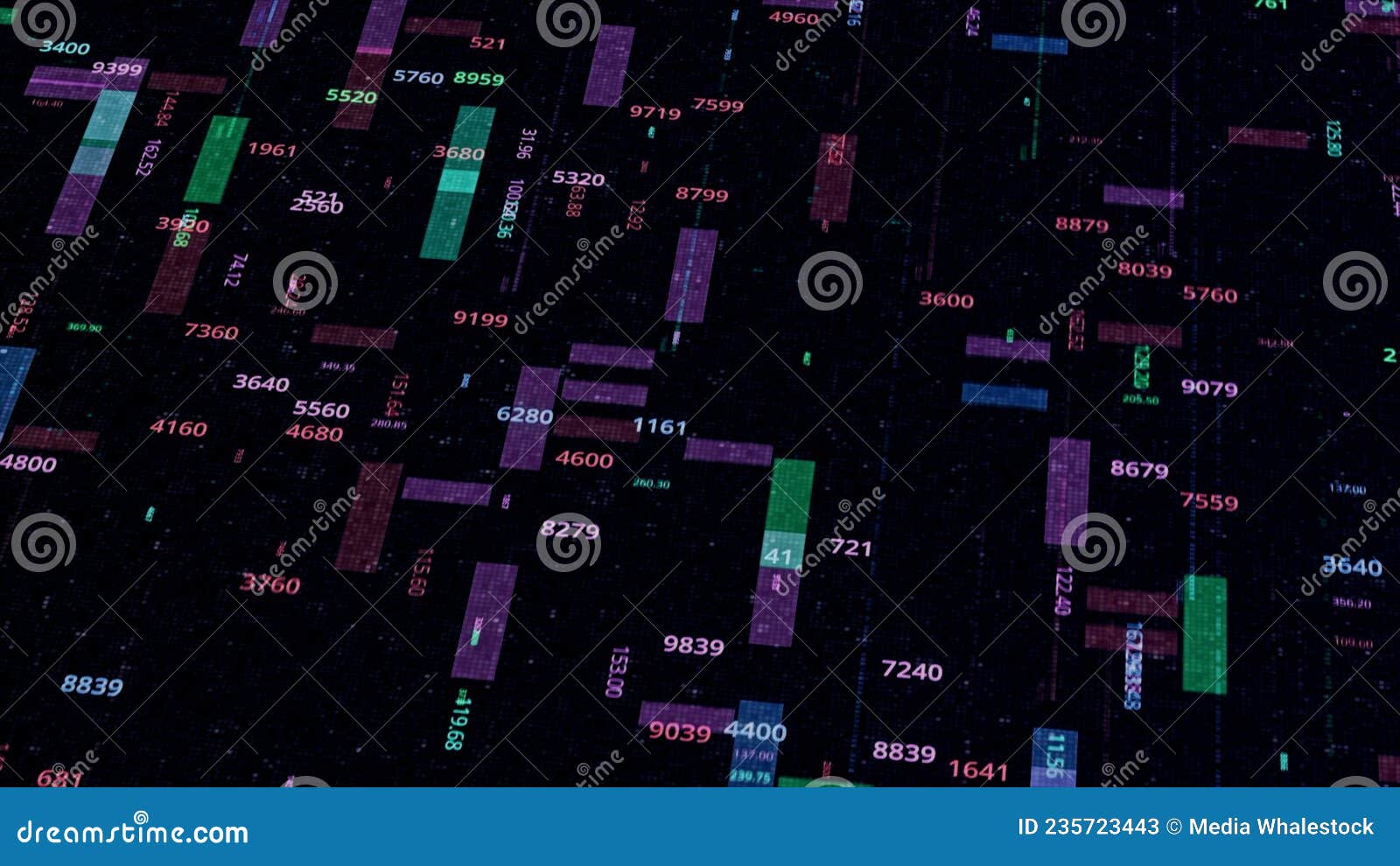 Vertically Flowing Geometric Shapes and Different Digits, Seamless Loop ...