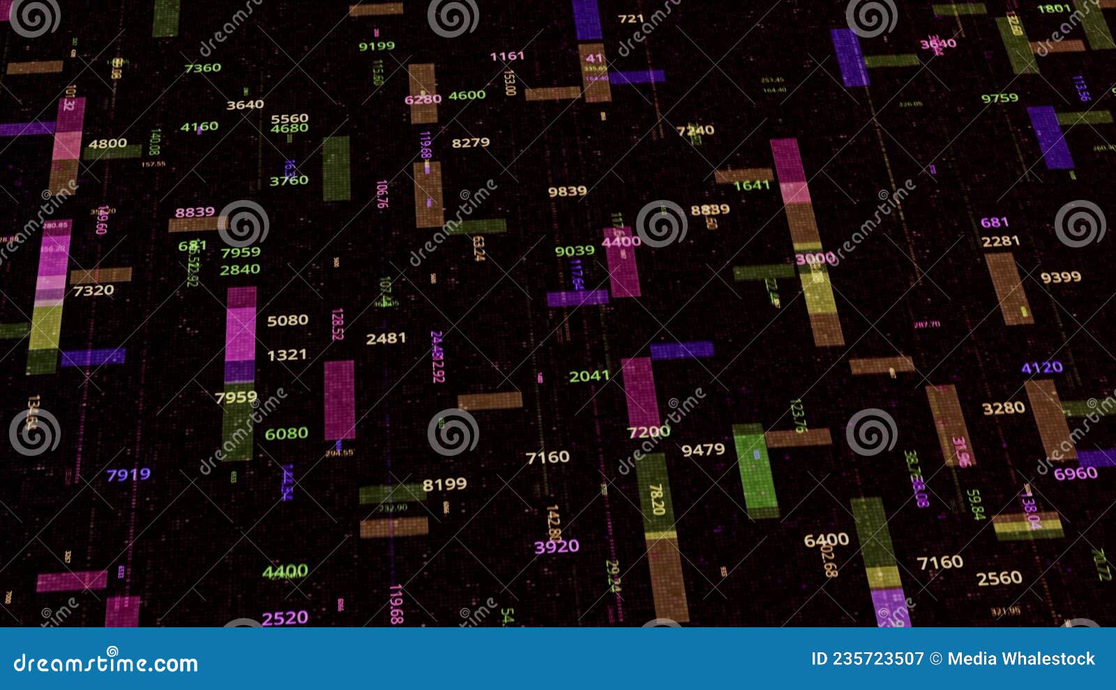 Vertically Flowing Geometric Shapes and Different Digits, Seamless Loop ...