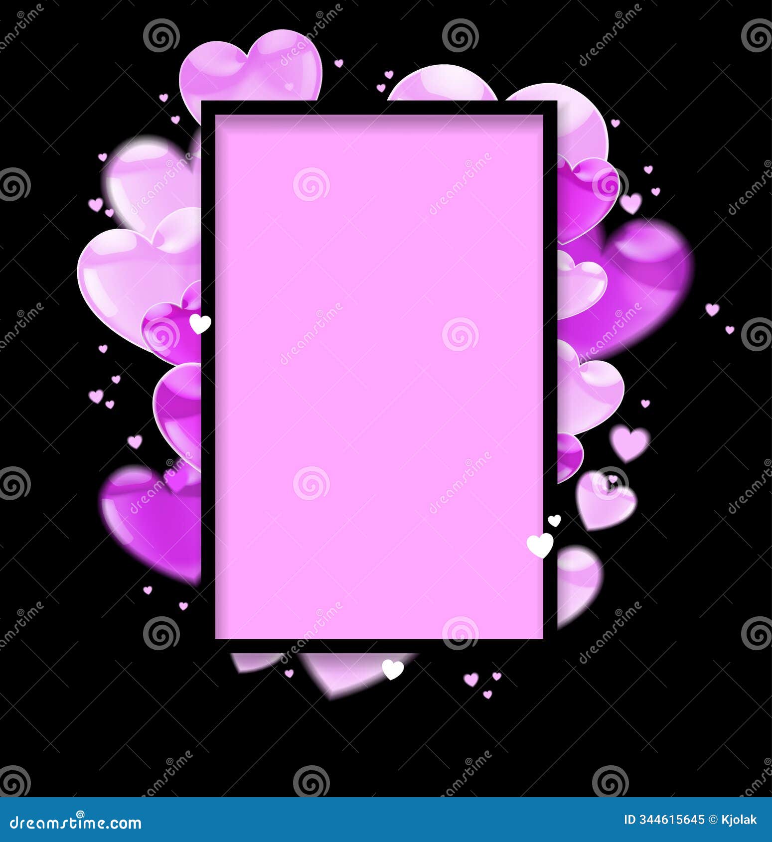 Vertically Rectangular Frame Decorated With Pink Glossy Hearts ...
