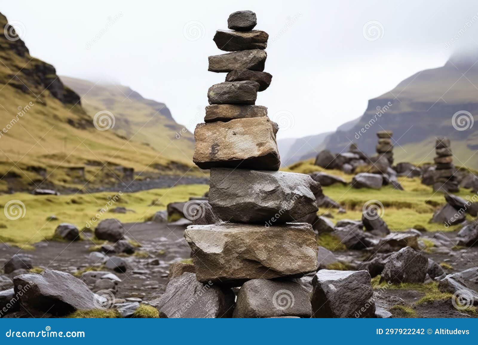 Vertically Stacked Balancing Volcanic Rocks Stock Photo - Image of ...