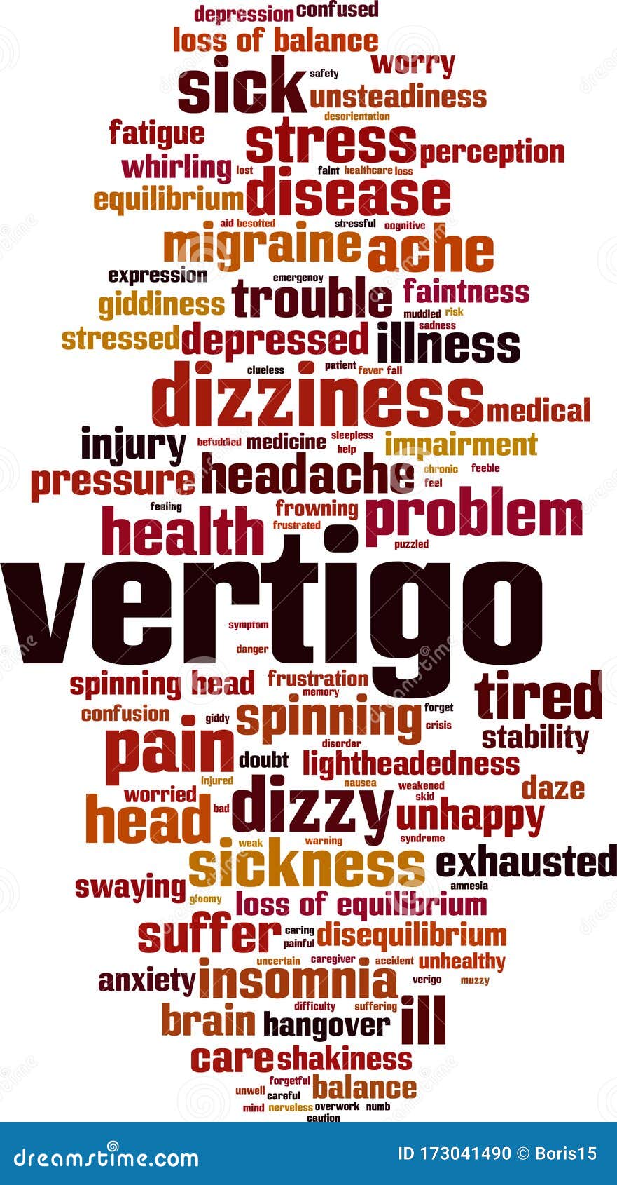 Vertigo word cloud stock vector. Illustration of problem - 173041490