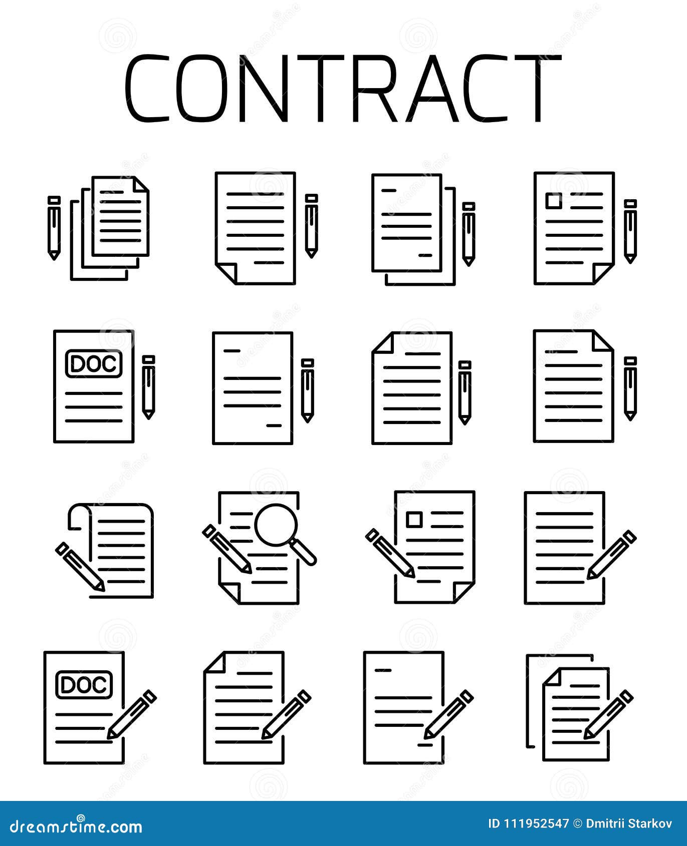 Vertrag Bezog Sich Vektorikonensatz Vektor Abbildung - Illustration von ...