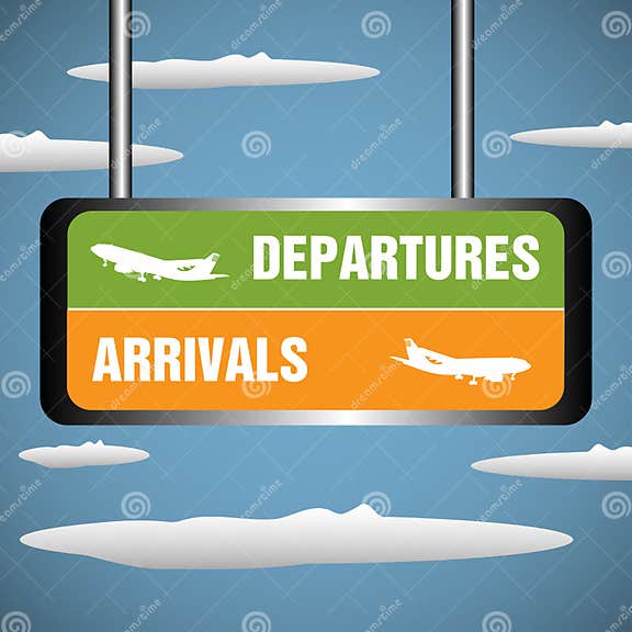 Vertrek en aankomst vector illustratie. Illustration of achtergrond ...