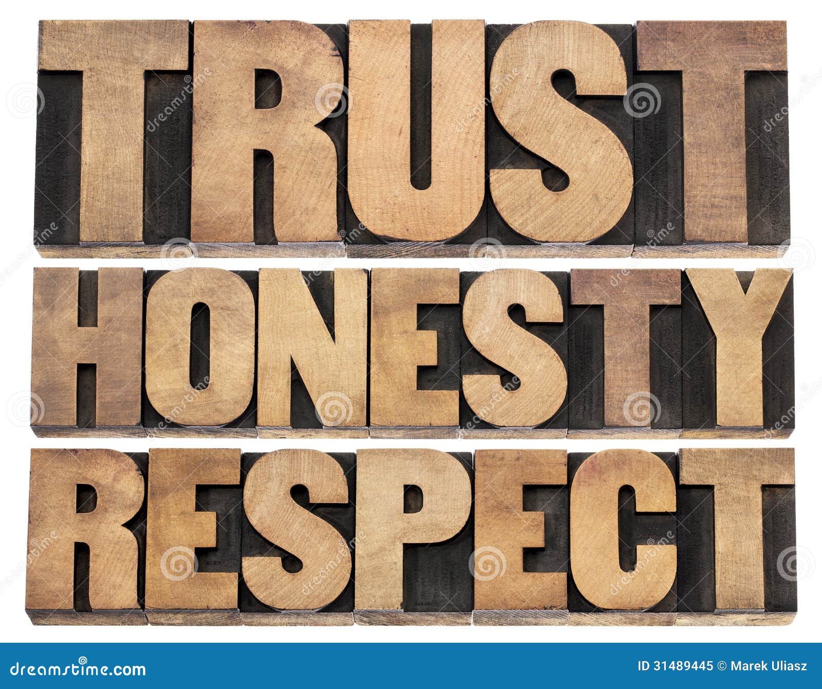 Vertrouwen, Eerlijkheid, Eerbiedwoorden Stock Afbeelding - Afbeelding ...