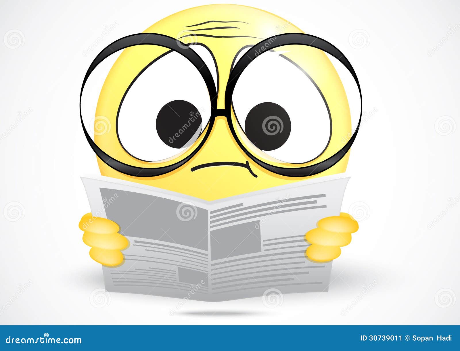 Verwarde Emoticon Het Lezen Van Een Krant Vector Illustratie ...