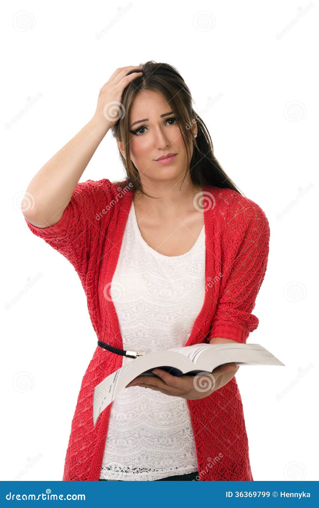 Verwarde Student Die Een Boek Lezen Stock Afbeelding - Image of verward ...