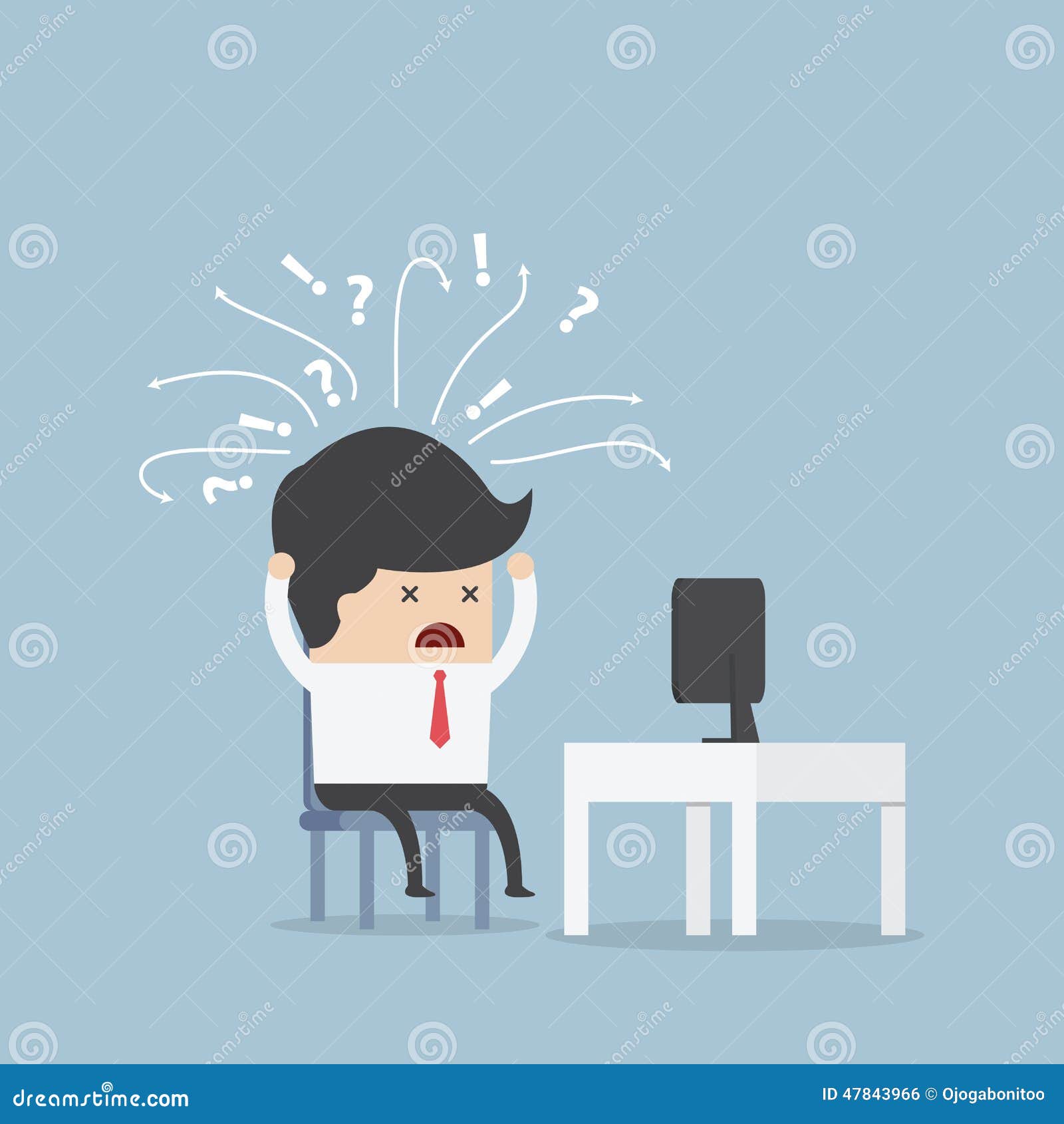 Verwarde Zakenman Voor Computer Vector Illustratie - Illustration of ...